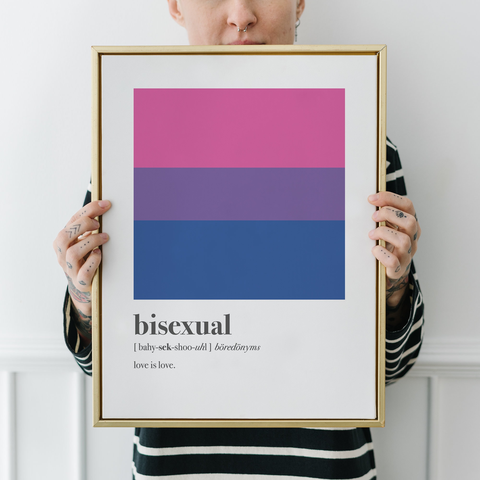 Bisexual, Pride Poster, Definition, Dictionary, Rainbow Wall Art, LGBTQ ...