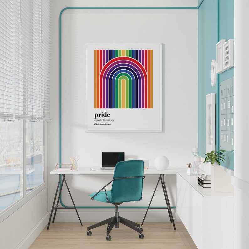 Subtle Queer Pride Print Retro Abstract Rainbow Mid-century - Etsy