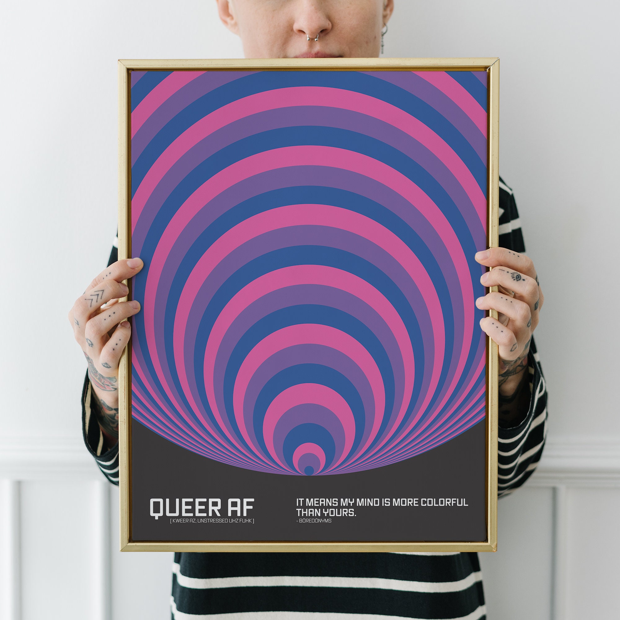 QUEER AF Definition Print, Subtle Bi Pride Printable, Abstract Bisexual ...