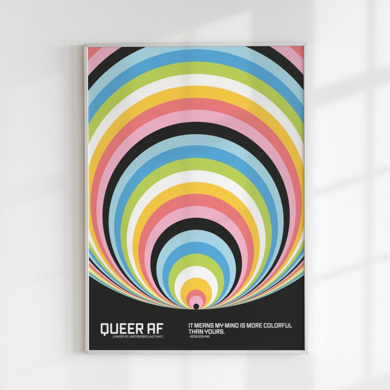 QUEER AF Definition Print, Subtle Rainbow Pride Printable, Abstract Gay ...