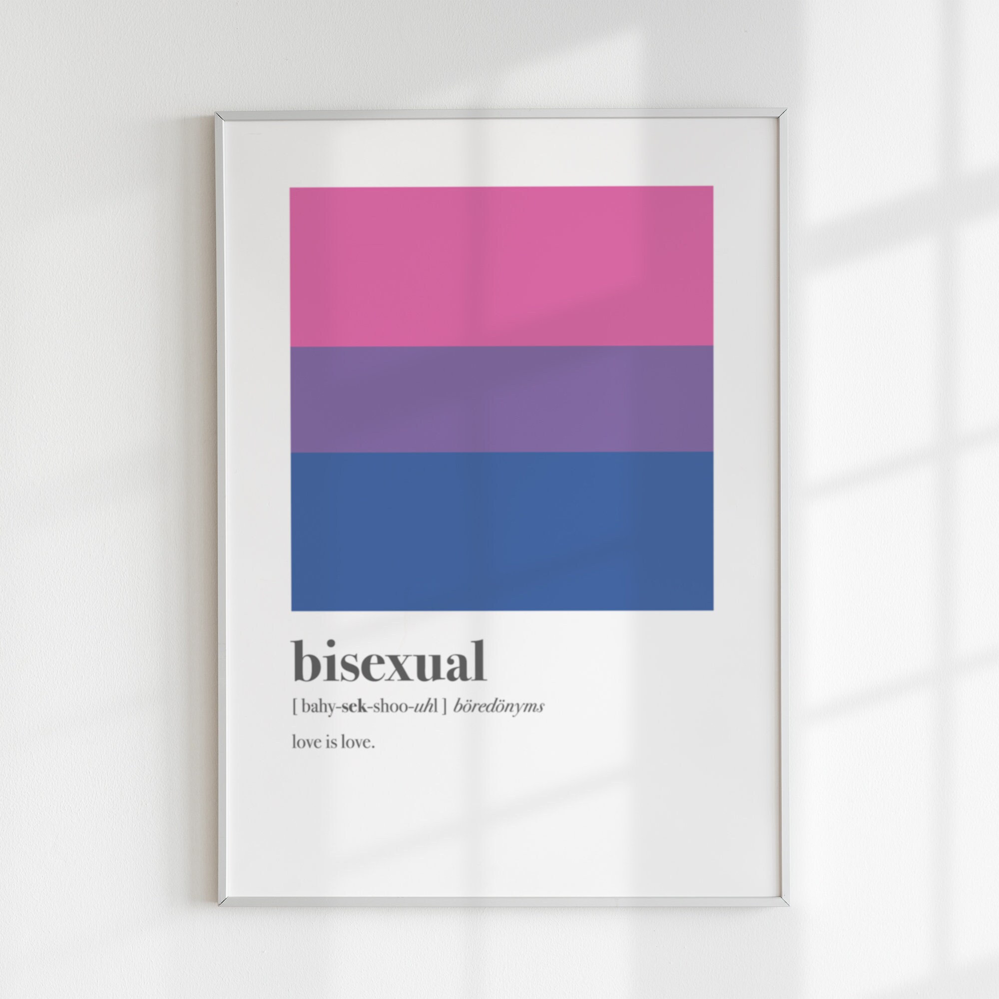 Bisexual, Pride Poster, Definition, Dictionary, Rainbow Wall Art, LGBTQ ...