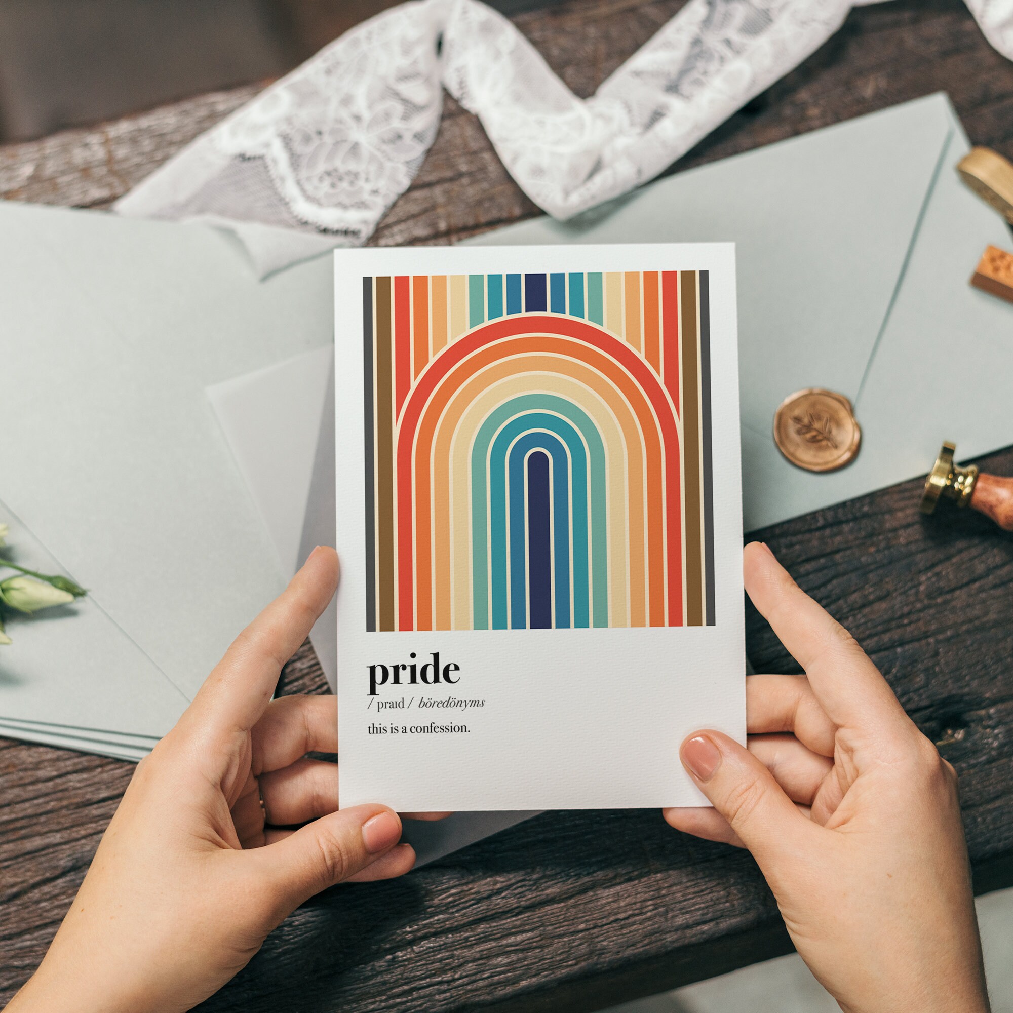 Subtle Gay Pride Print, Retro Abstract Rainbow, Mid-century Modern ...