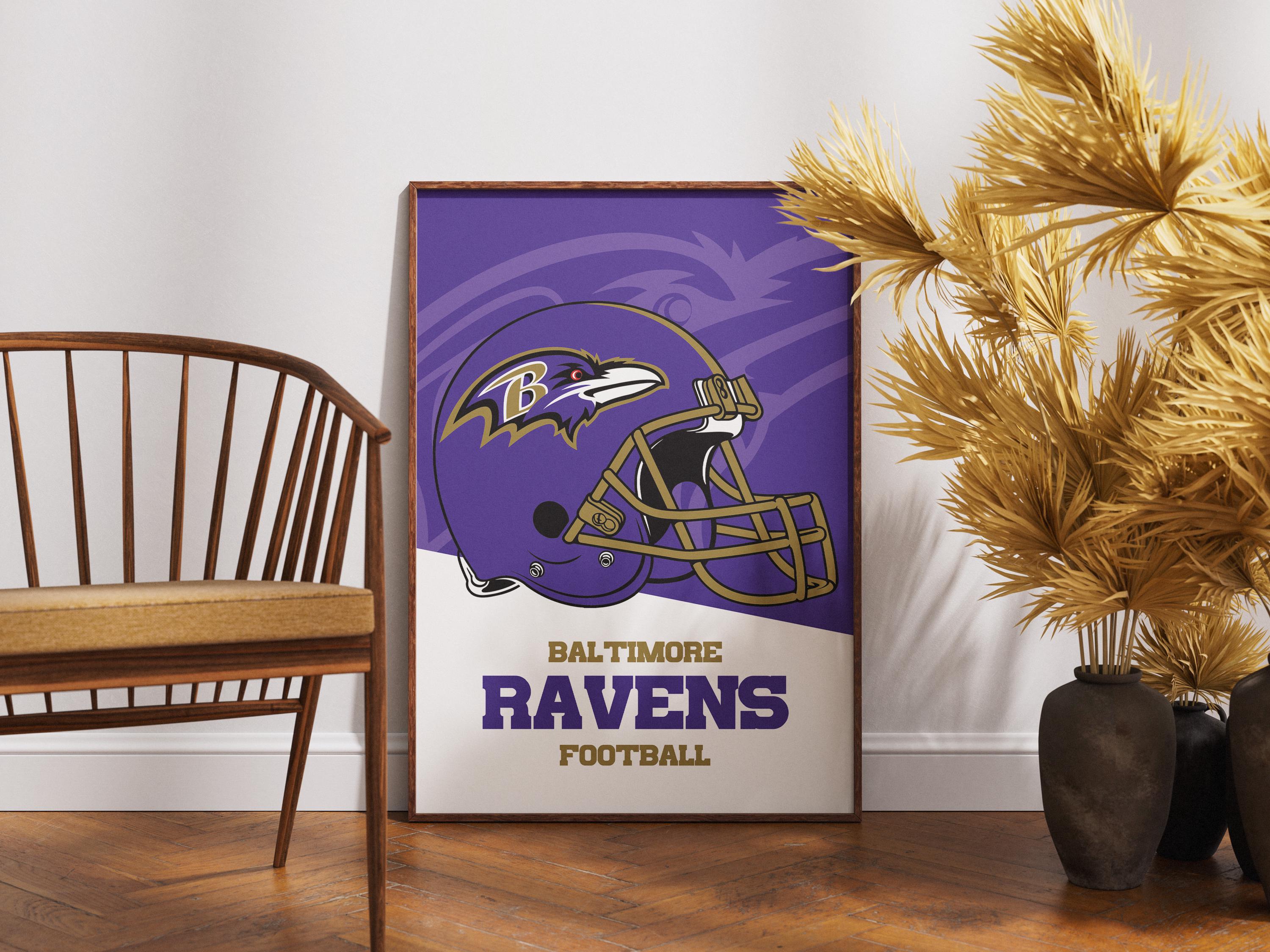 Baltimore Ravens NFL Helmet Poster - Vintage Wall Art for Football Fans ...