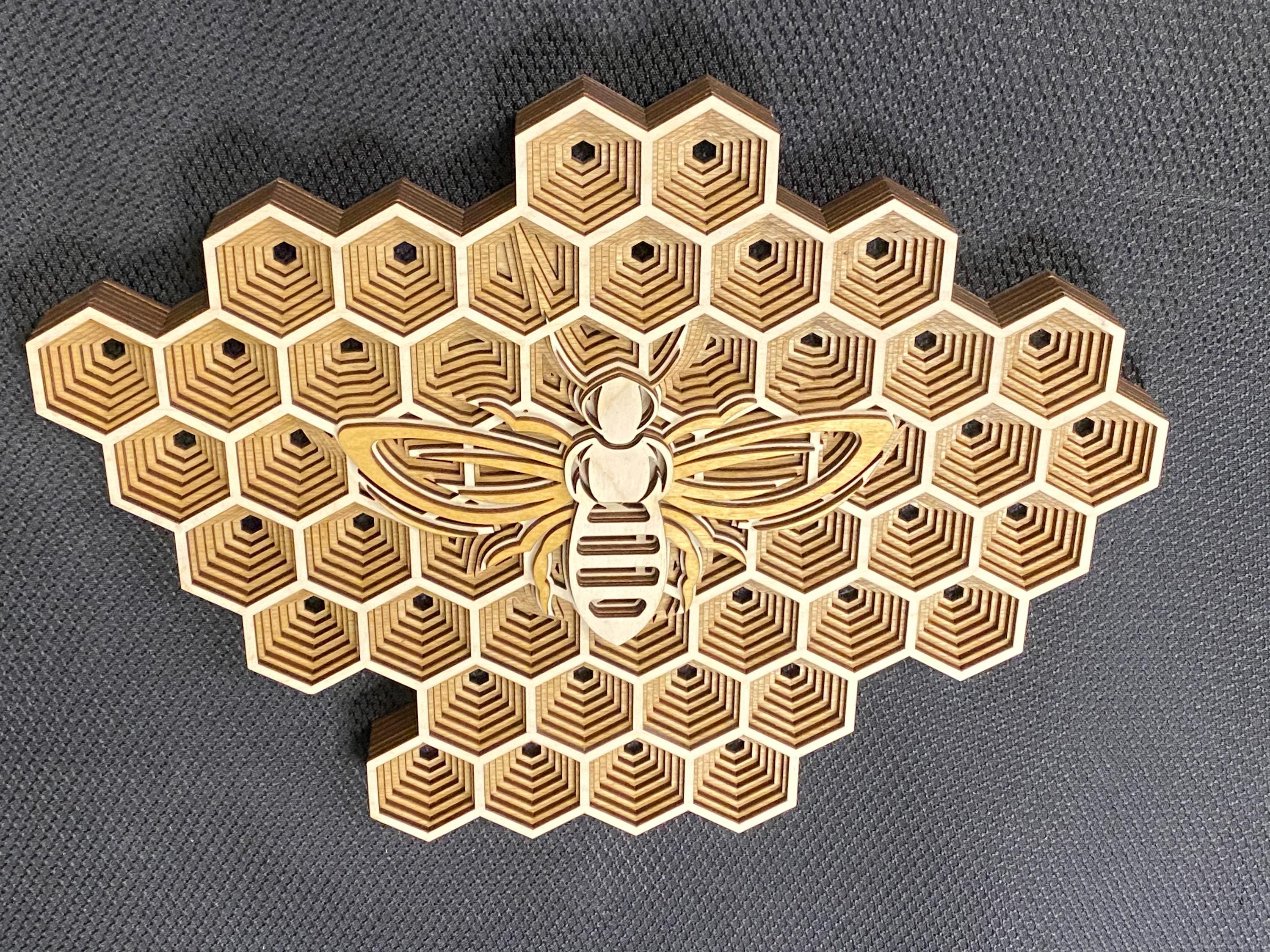 Honeycomb Bee - Layered Wood Art | Handcrafted | Uncommon Art | 3D ...