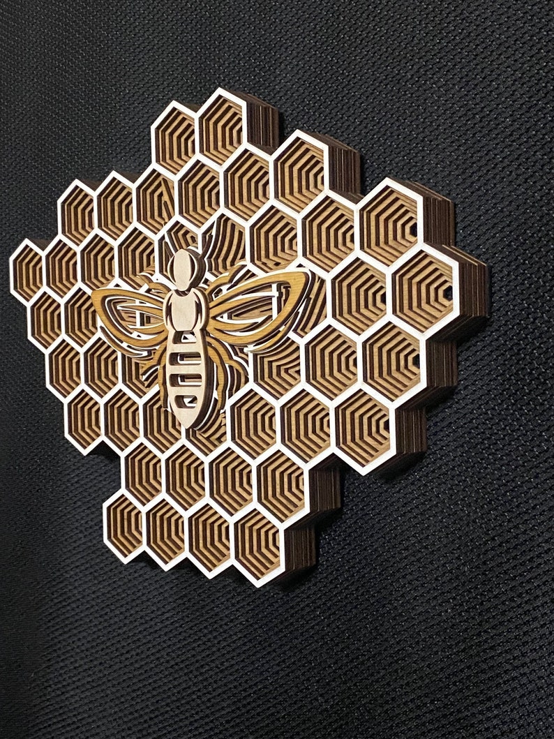 Honeycomb Bee Laser-cut Wood Art Handcrafted Art - Etsy