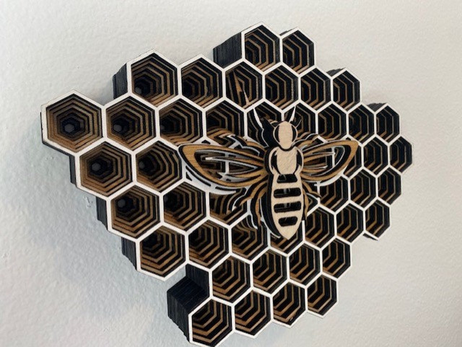 Honeycomb Bee Laser-cut Wood Art Handcrafted Art | Etsy