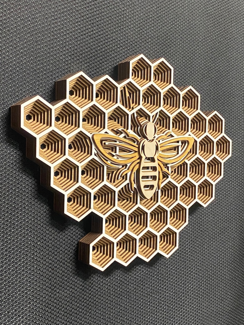 Honeycomb Bee Laser-cut Wood Art Handcrafted Art - Etsy