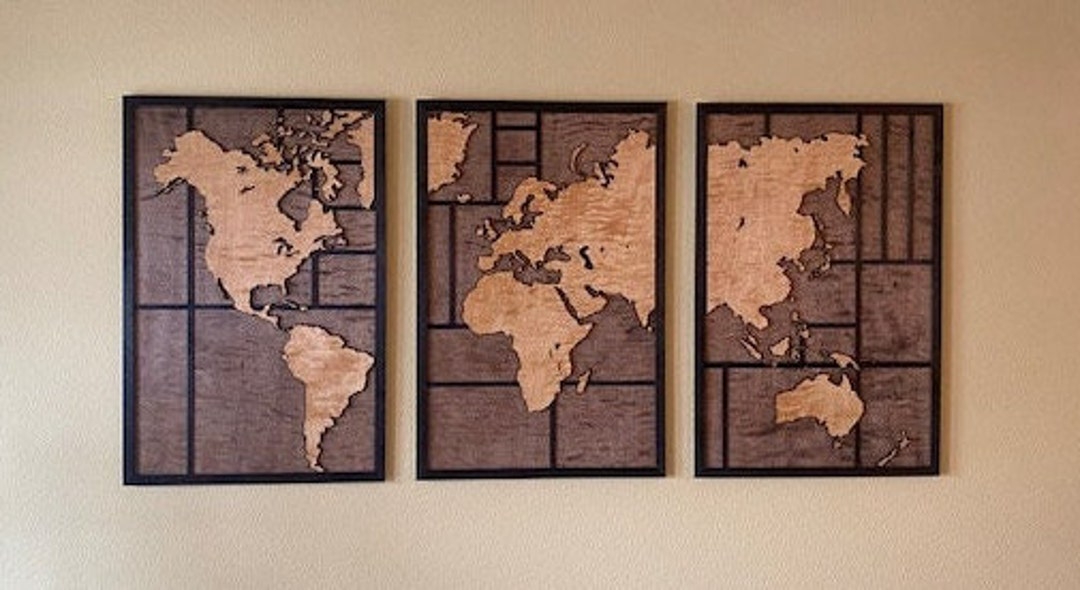 World Map - Laser-cut Wood Art | Handcrafted Art | Uncommon Art | 3D ...