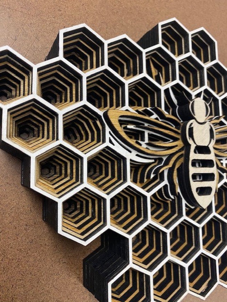 Honeycomb Bee Laser-cut Wood Art Handcrafted Art - Etsy