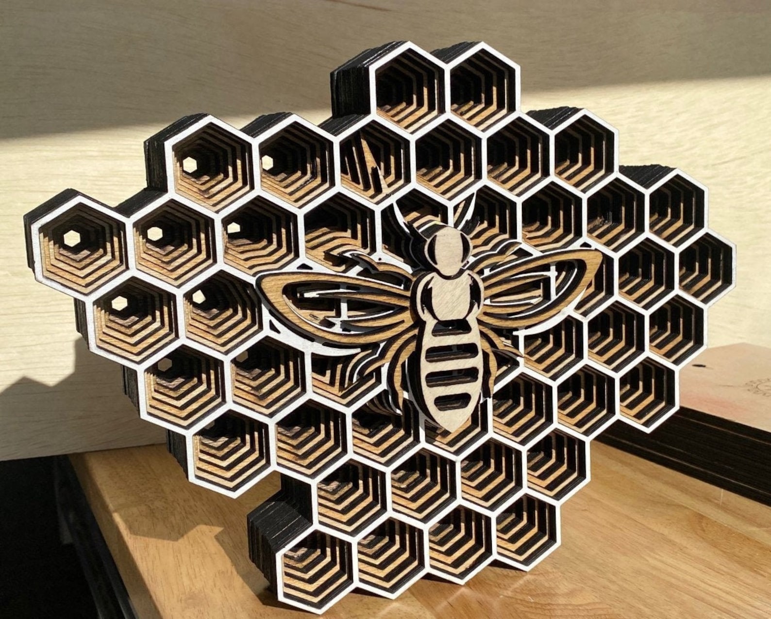 Honeycomb Bee Laser-cut Wood Art Handcrafted Art | Etsy
