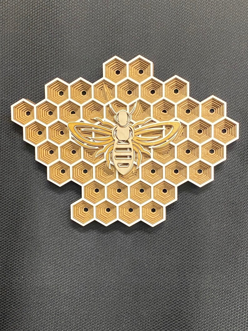 Honeycomb Bee Laser-cut Wood Art Handcrafted Art - Etsy