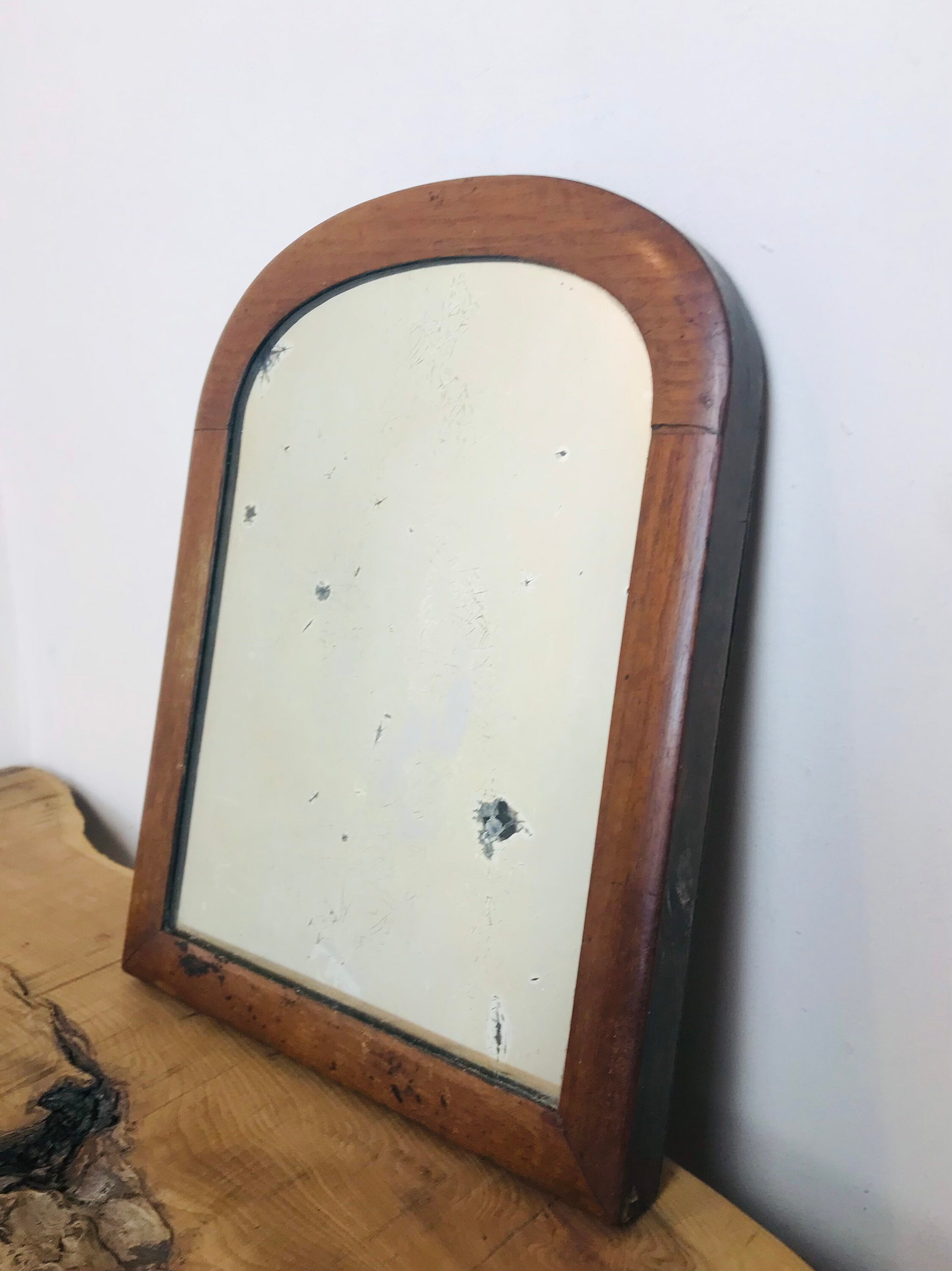 Beautiful Victorian antique arched shaving mirror foxing mahogany ...