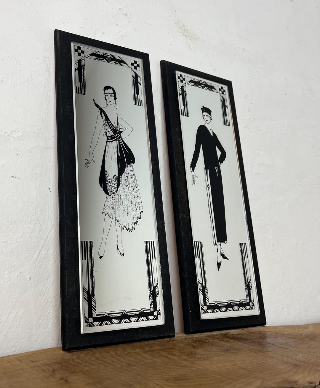 Vintage Art Deco Fashion Lady Mirrors, Collectible Wall Art - Etsy