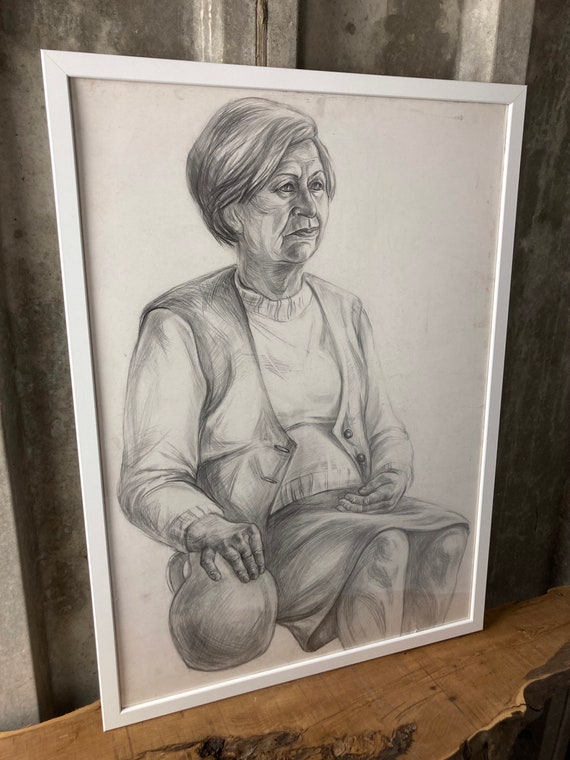 Old Woman Full Body Sketch