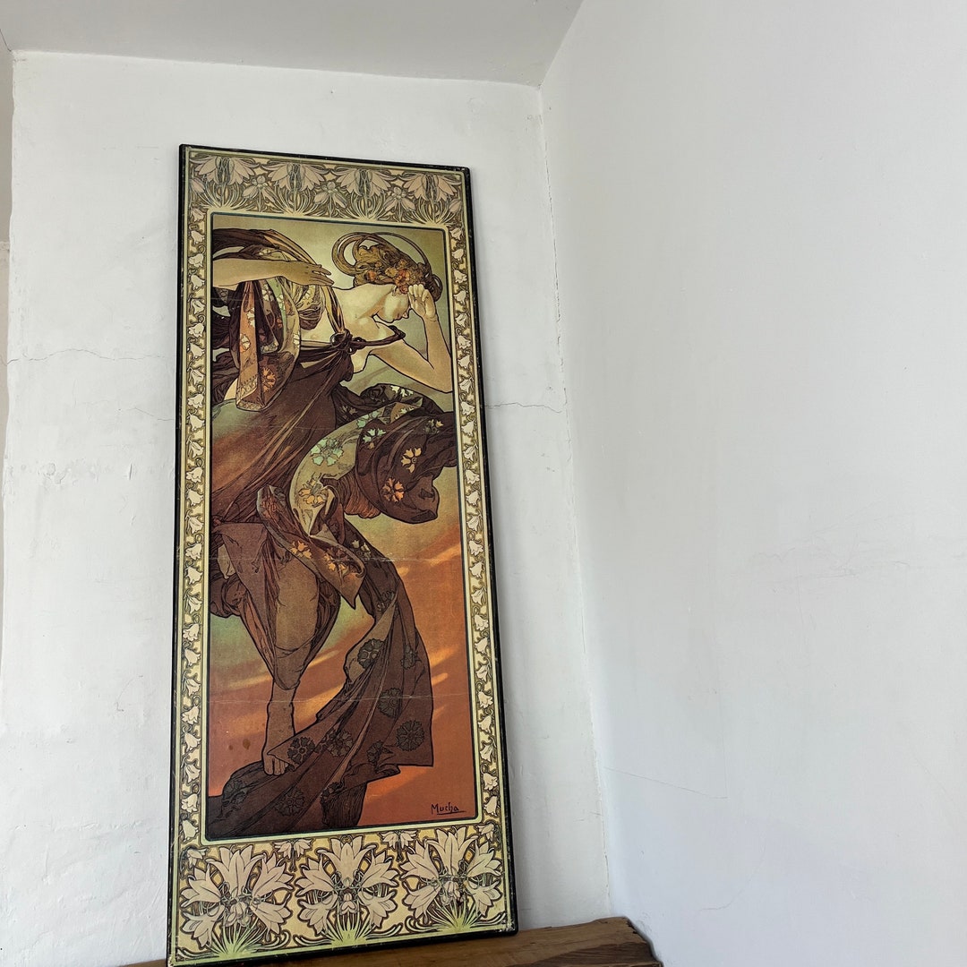 Beautiful Vintage Mucha Evening Star Artwork Sign, Art Nouveau Picture ...