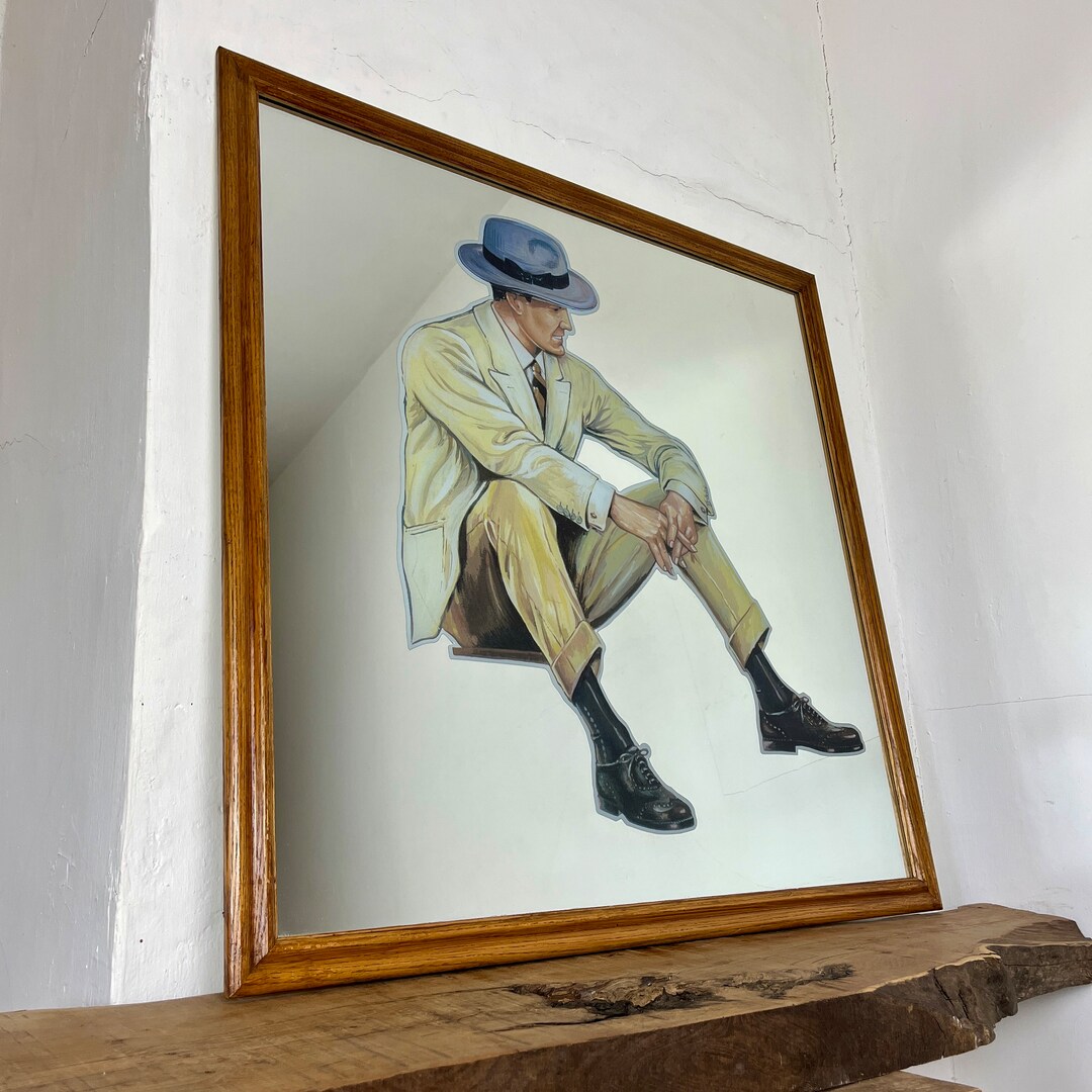 Mid-century Art Deco Fashion Advertising Mirror, Man Wearing Suit ...