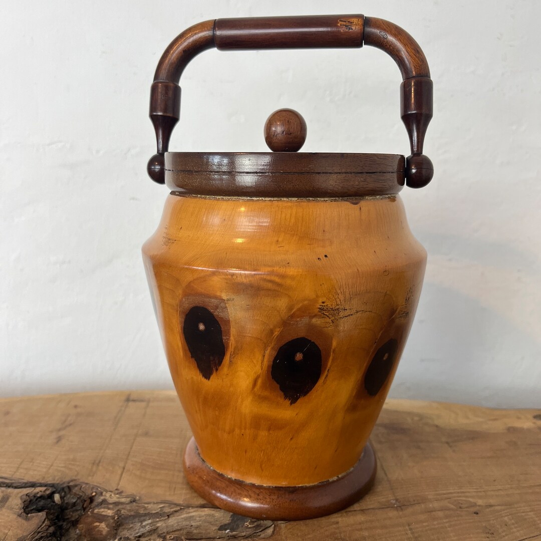 Vintage Teak Wood Caddy: Turned Wooden Jug, Home Decor Storage - Etsy UK