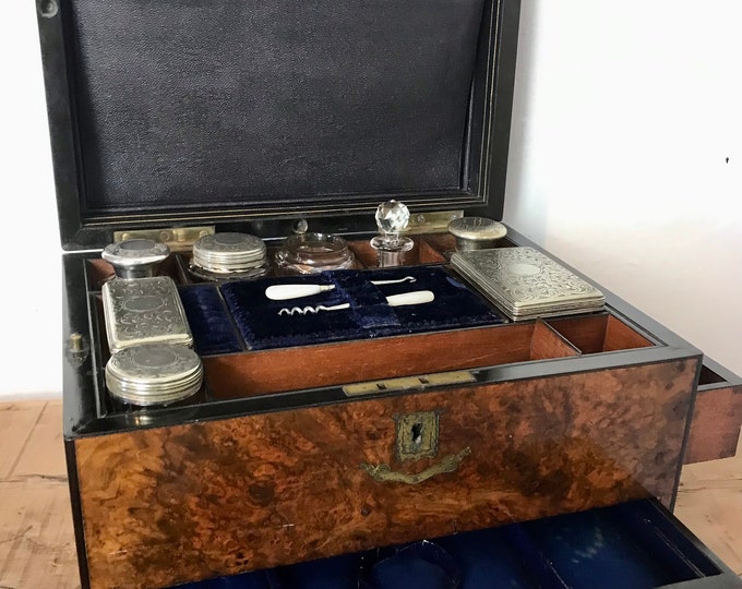 Antique Mid-19th Century Victorian Lady's Vanity Box , Burr Walnut ...
