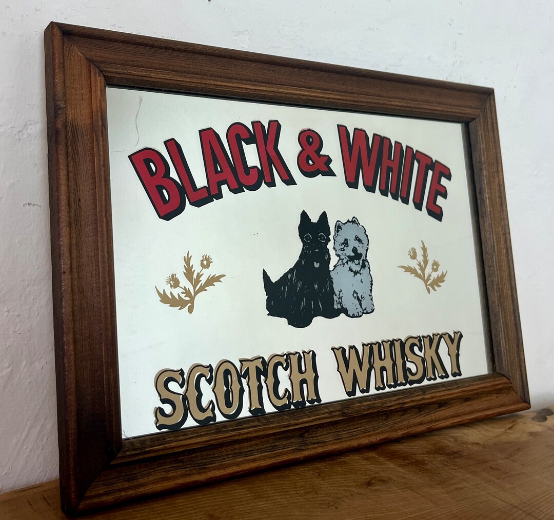 Famous Black & White Scotch Whisky, Vintage Advertising Mirror, Wine ...
