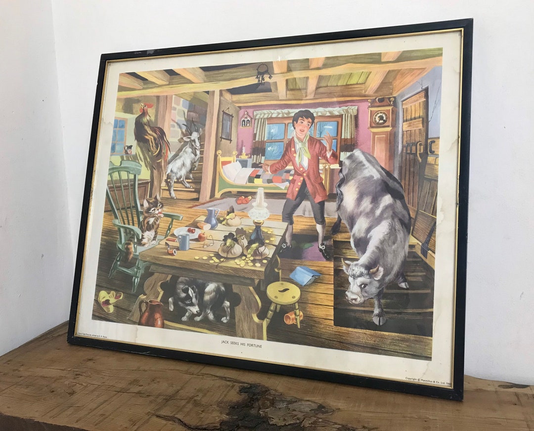 Vintage Framed Fairytale Poster: Jack Seeks His Fortune, Macmillan 1960 ...