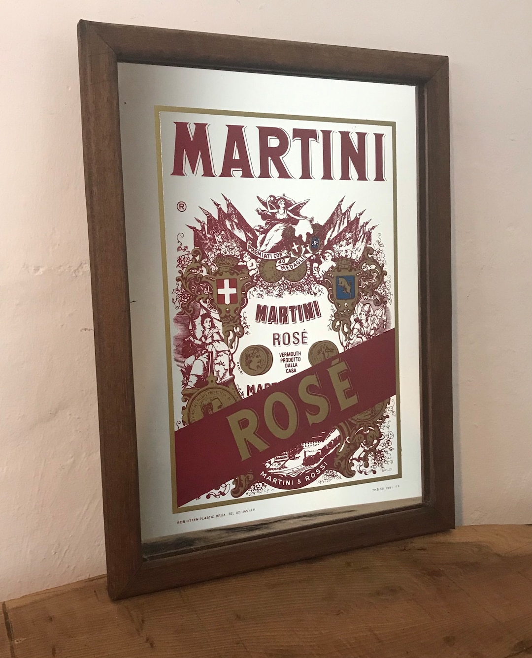 Martini Rose Vintage Advertising Mirror, Art Deco, Italian Liquor ...