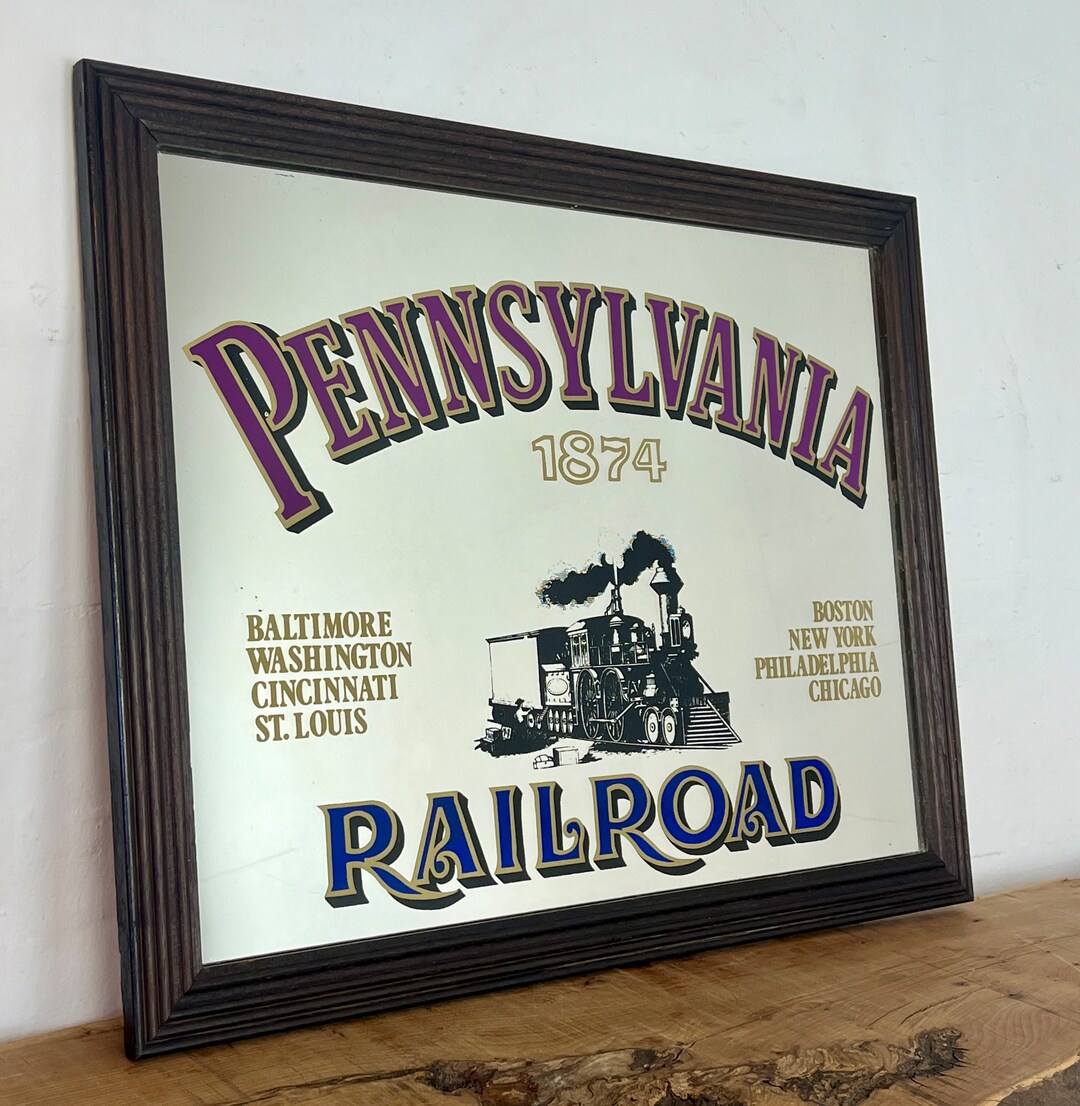 Vintage Pennsylvania Railroad Mirror: 1874 Train Advertising Art - Etsy