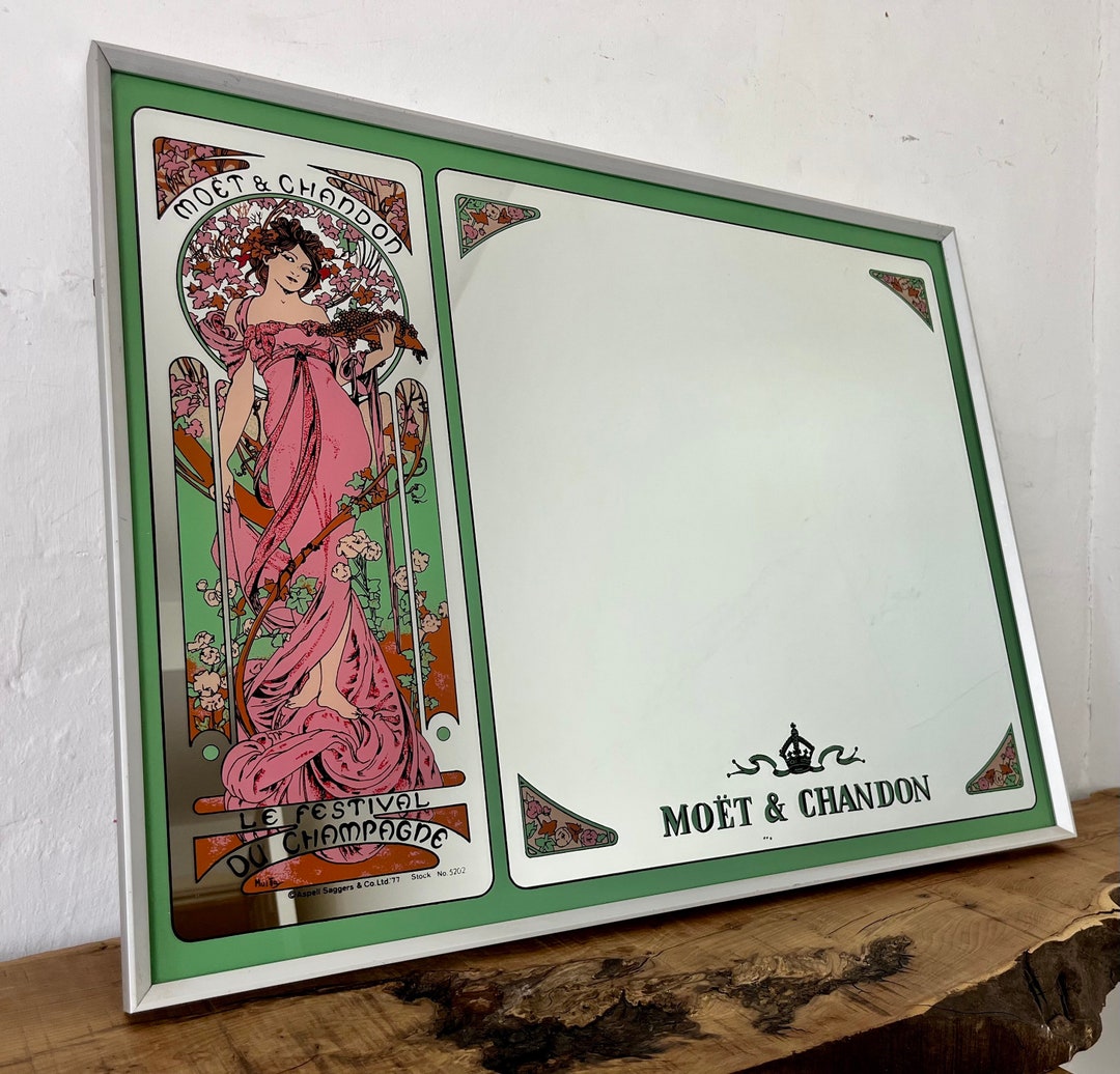 Moët Chandon Mirror, Vintage Mucha, Art Nouveau, Advertising Mirror ...