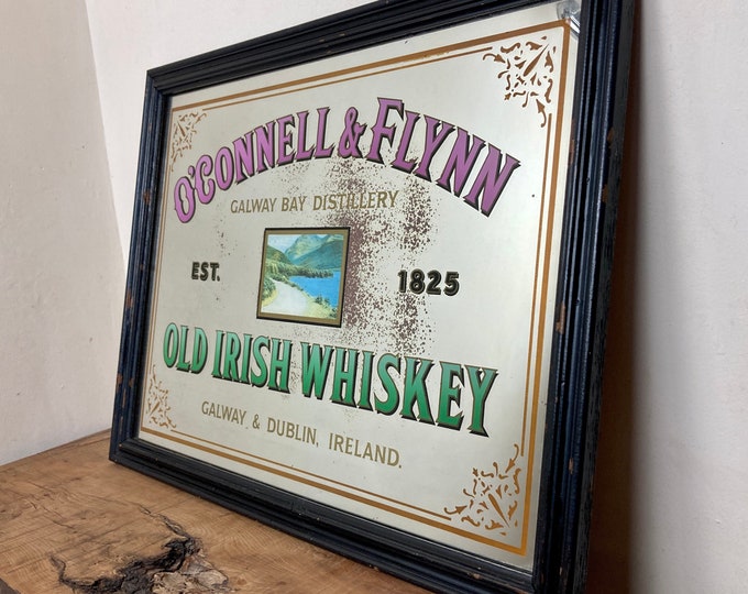 Antique Irish Whisky Pub Mirror, O’connell and Flynn's Advertising ...