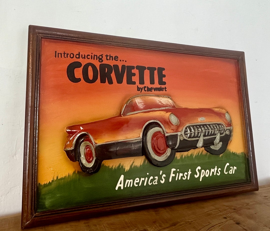 Amazing Chevrolet Corvette Vintage Wooden Advertising Sign, Plaque 3d ...