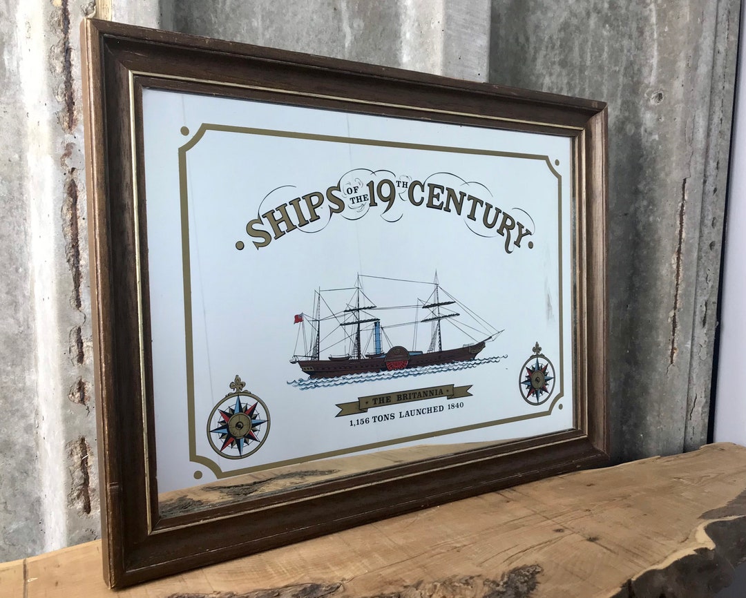 Britannia Ship Sign, Vintage Advertising Pub Mirror, 19th Century Ocean ...