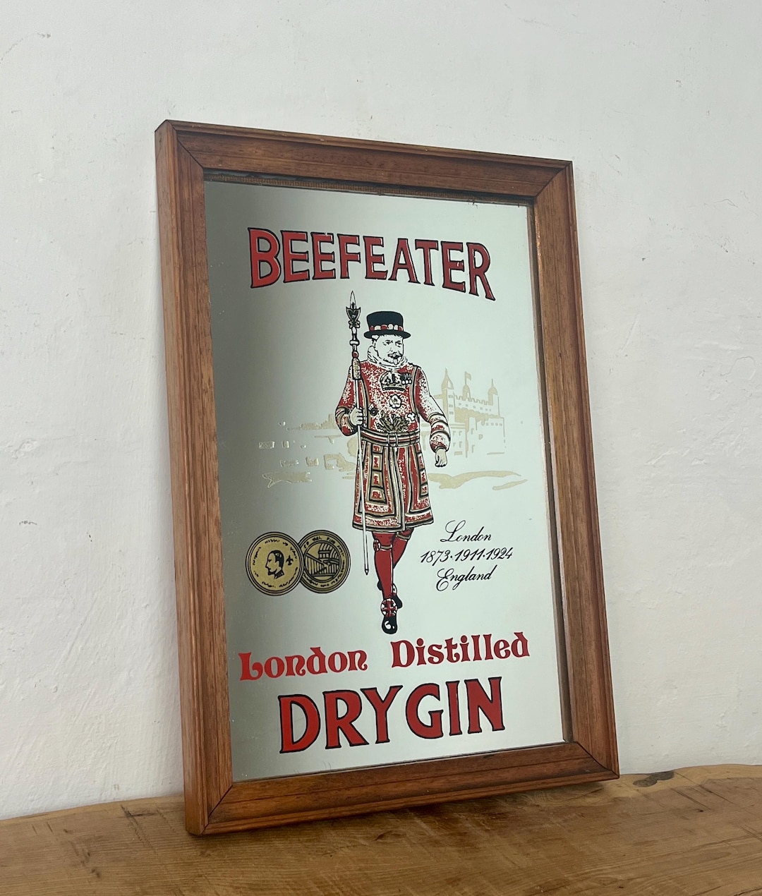 Vintage Beefeater London Dry Gin Mirror, Advertising Sign, Wines and ...