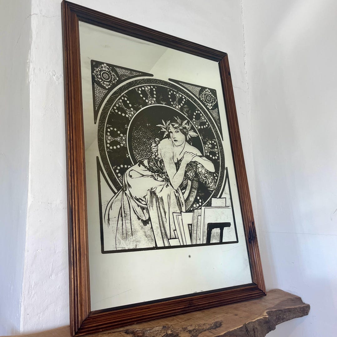 Alphonse Mucha Woman With Poppies Mirror, Art Nouveau Picture ...