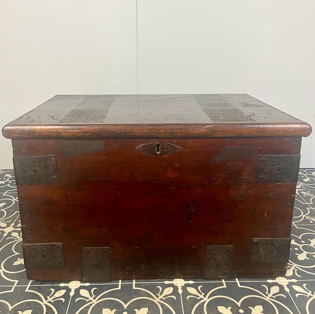Antique 19th Century Military Naval Officer’s Sea Box, Campaign Chest ...