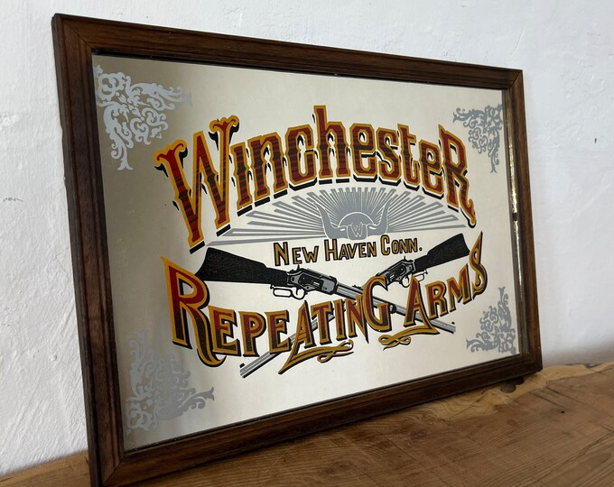 Vintage Winchester Rifles Advertising Mirror, Americana Western Sign ...