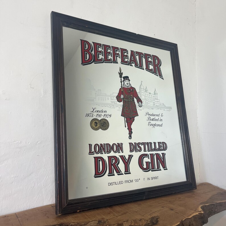 Vintage Beefeater Gin Mirror: London Dry Gin Advertising Sign - Etsy