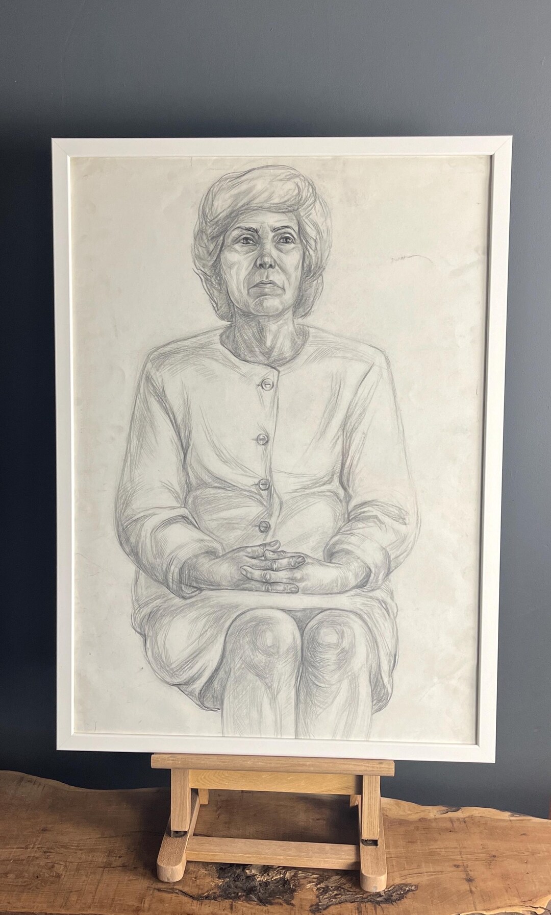 Vintage Original Art Work, Pencil Drawing, Old Lady Portrait, Painting ...
