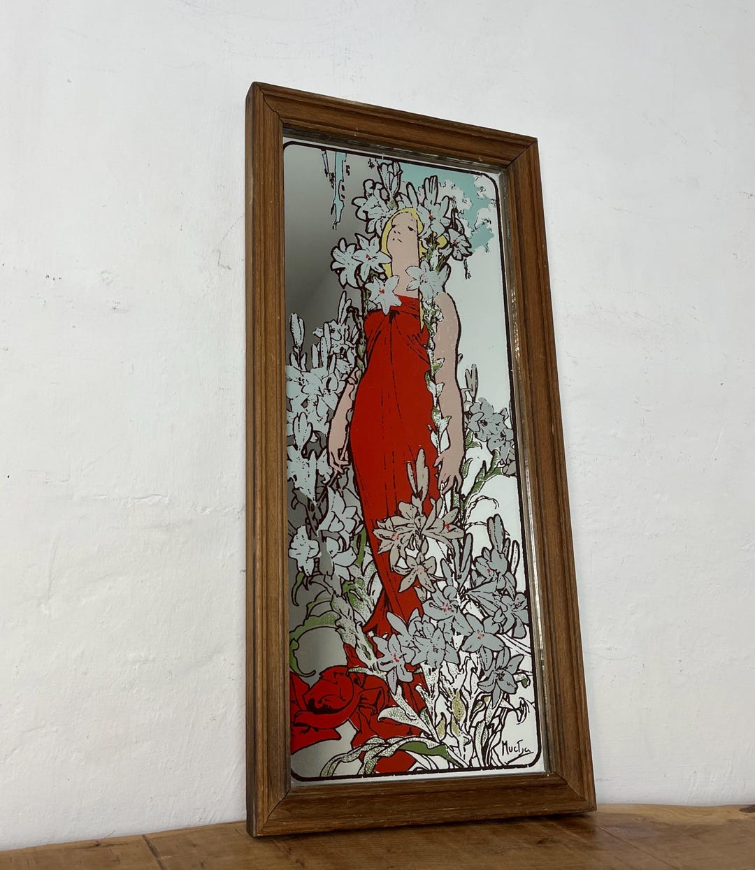 Alphonse Mucha the Flowers Lily Vintage Mirror, Art Nouveau Glamour ...