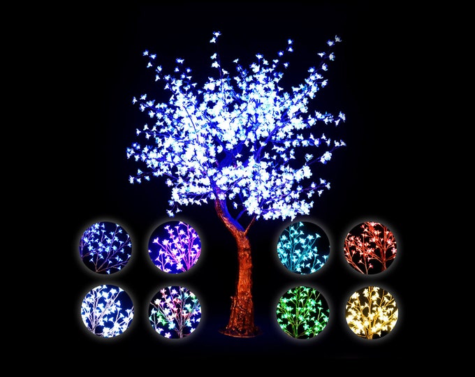 8FT Tall RGBW Shift Color Lighted Tree Waterproof Cherry Blossom LED ...