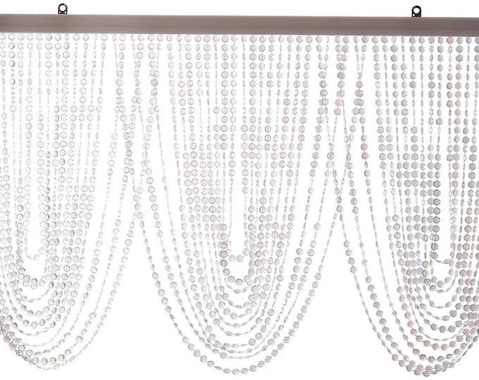 Beaded Valance - Crystal Iridescent Diamond Cut Curtain Header Rods ...