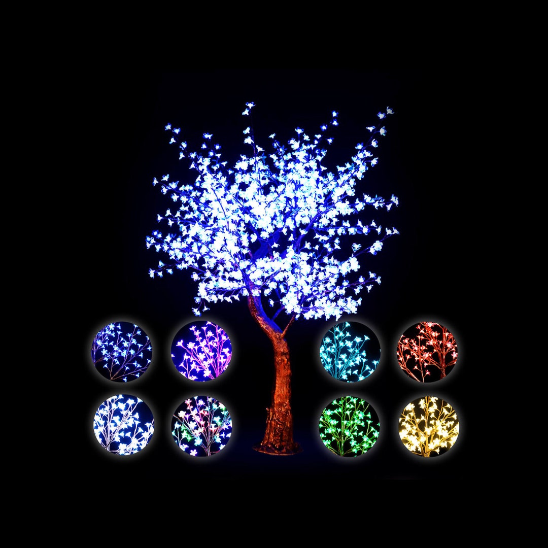 8FT Tall RGBW Shift Color Lighted Tree Waterproof Cherry Blossom LED ...
