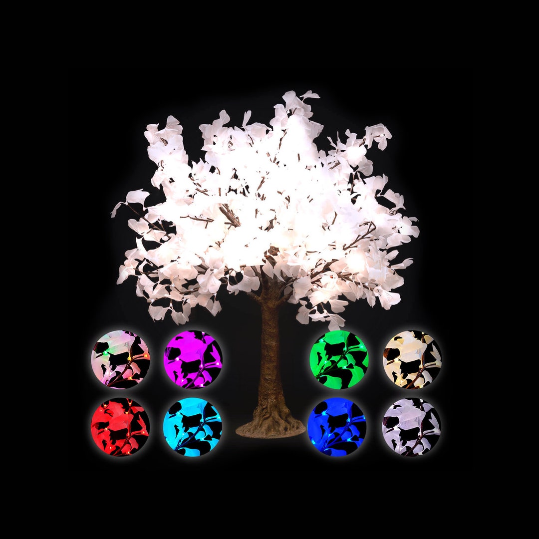 5FT Tall RGBW - Lighted Tree Waterproof Ginkgo - Indoor/outdoor Lighted ...