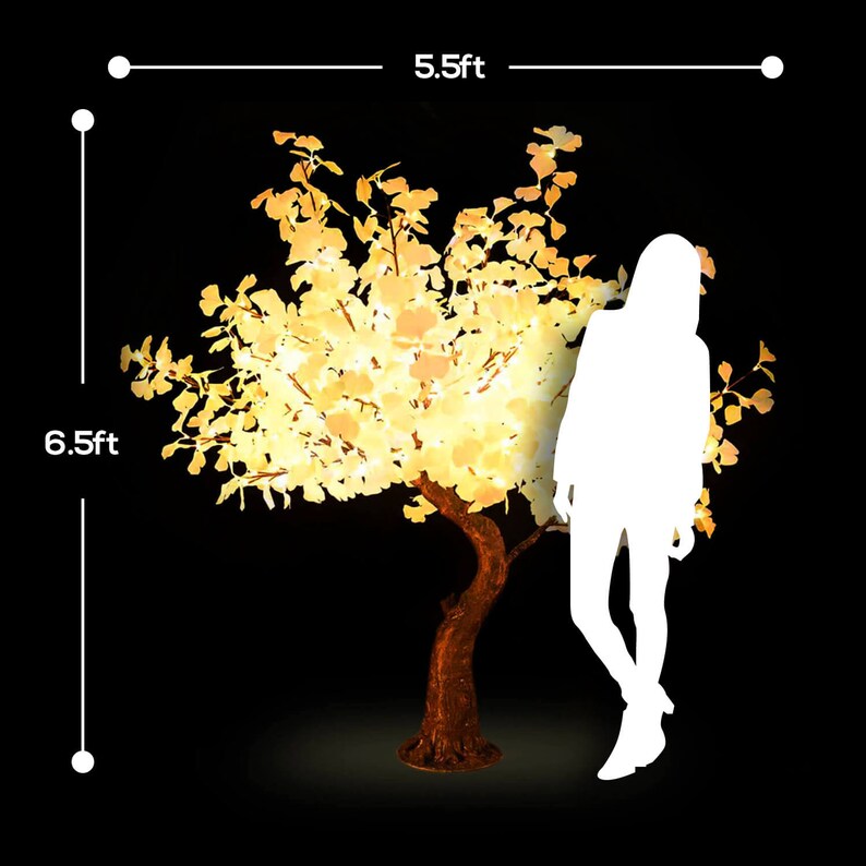 6FT Tall RGBW Shift Color Lighted Tree Waterproof Ginkgo - Etsy