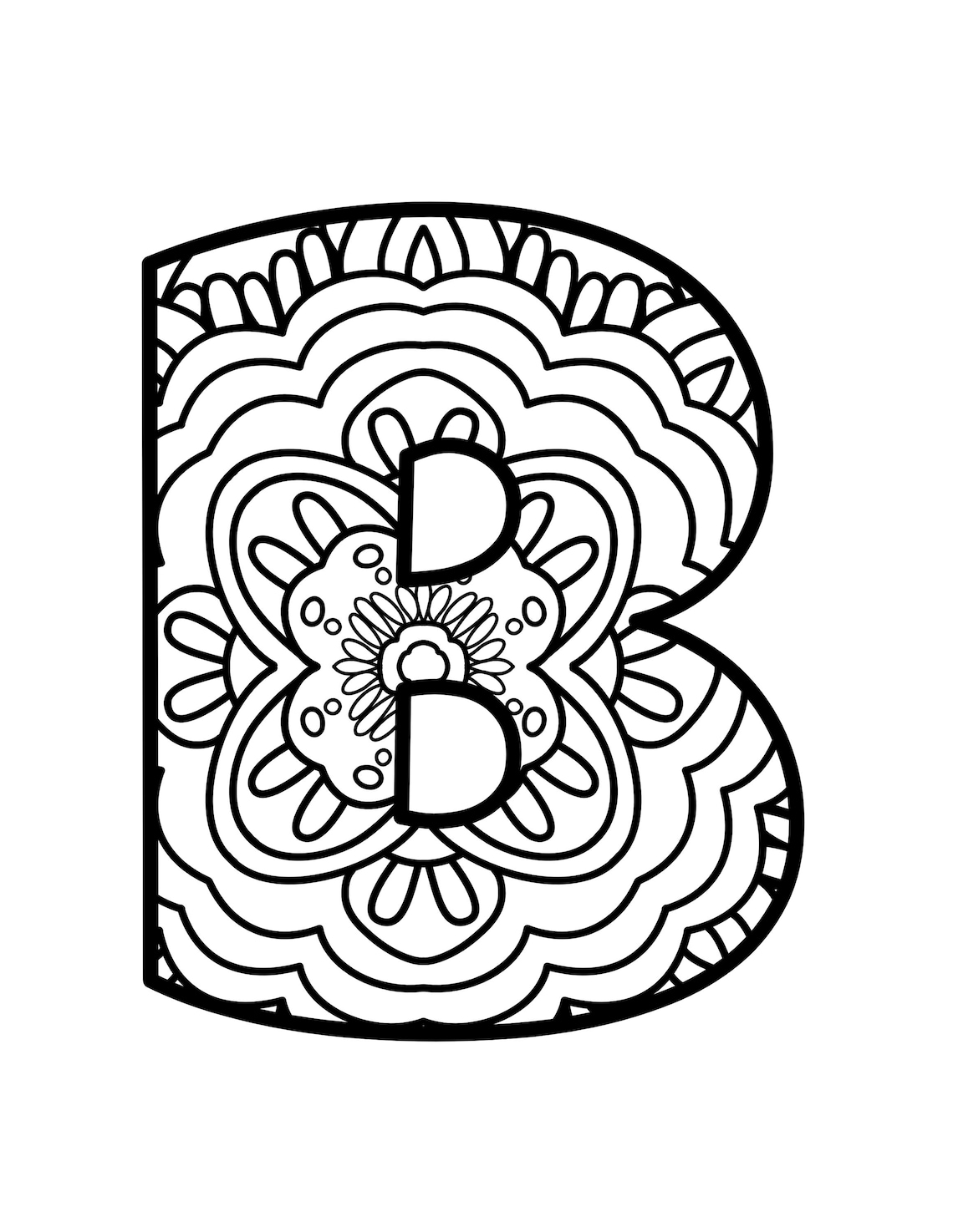 Alphabet Mandalas Coloring Pages PDF ABC Letters Colouring for Creating ...