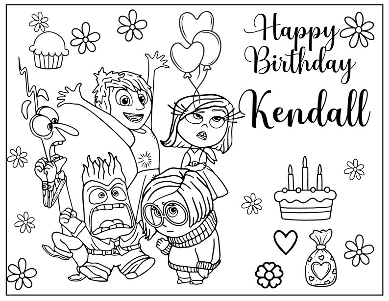 10 Printable Inside Out Coloring Page for Birthdays Personalized With ...
