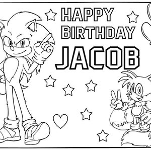 10 Printable Sonic Coloring Page for Birthday Personalized With Name ...