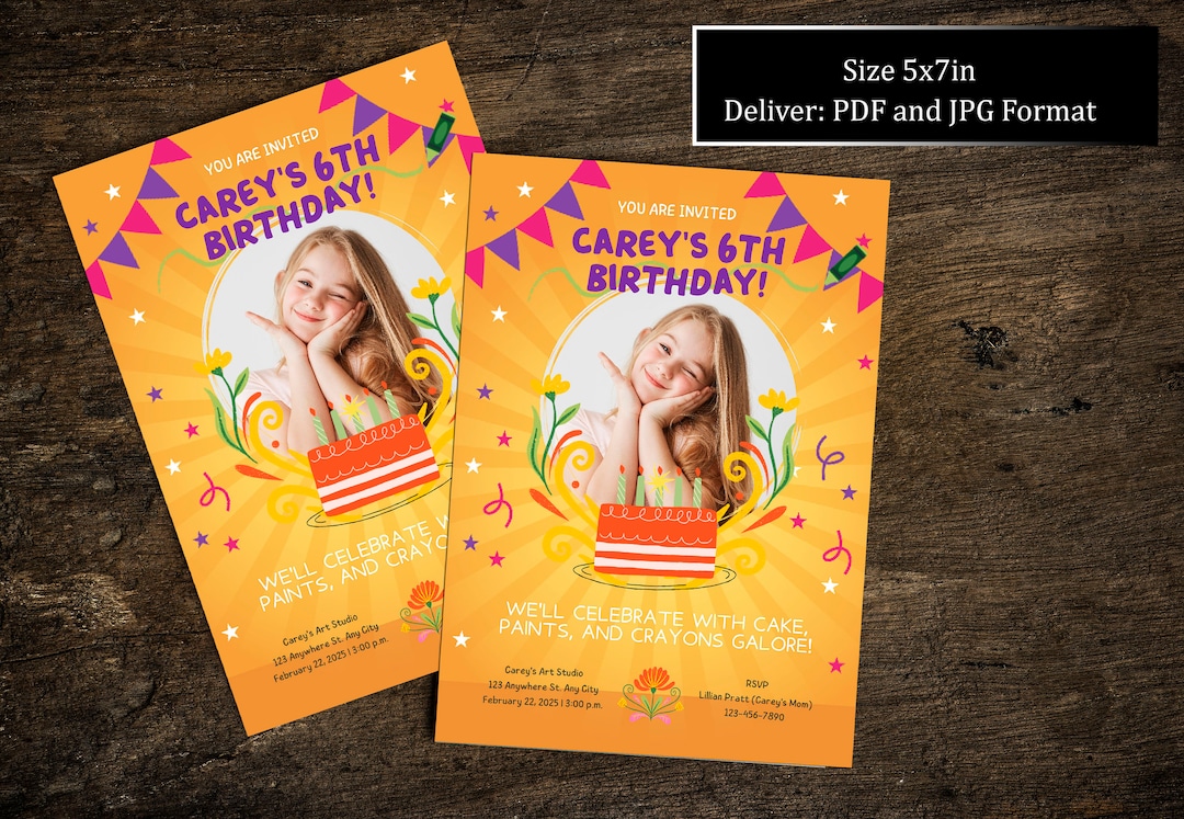 Birthday Invitation Card Personalized With Photo and Name - Etsy