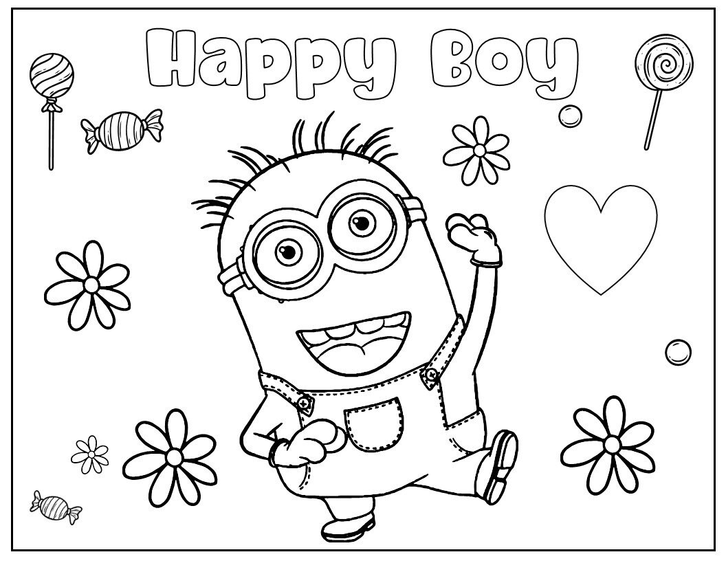 10 Printable Minion Coloring Page for Birthday Personalized With Name ...