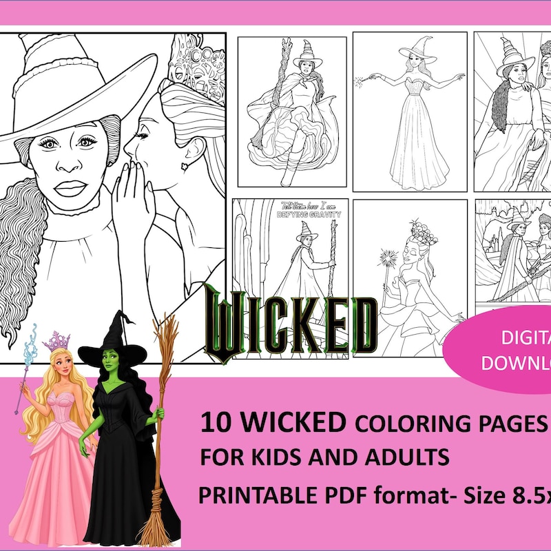 Coloring Pages of Wicked - Etsy UK