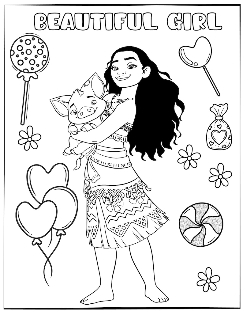 10 Moana Coloring Activity Page for Birthday Personalized With Name ...