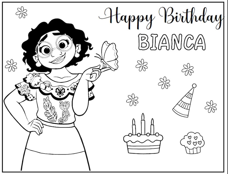 10 Printable Encanto Coloring Page for Birthday Personalized With Name ...